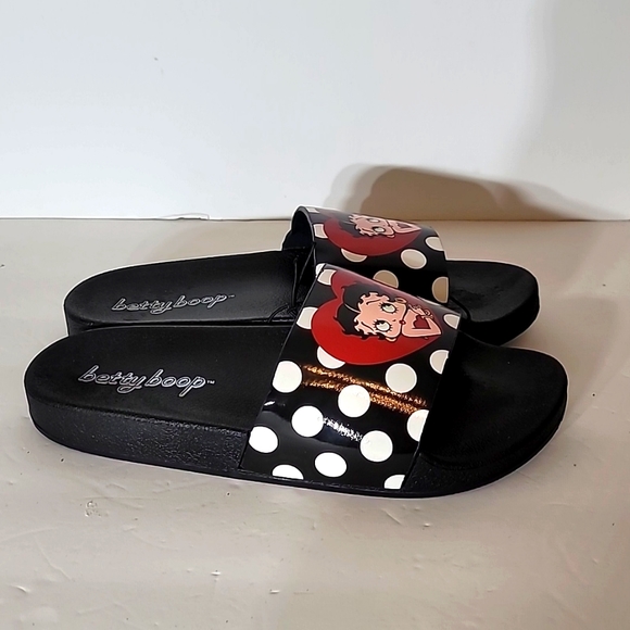 Betty Boop | Shoes | Betty Boop Black White Polka Dots Footbed Slide ...